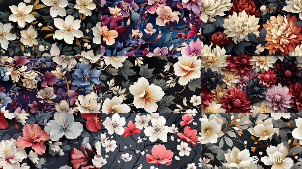 Brilliant Vivid Vivacious Floral Patterns Midjourney Prompt | PromptBase