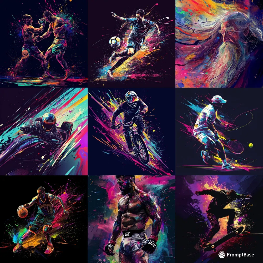 Illustrated Colorful Sport Scenes Midjourney Prompt | PromptBase