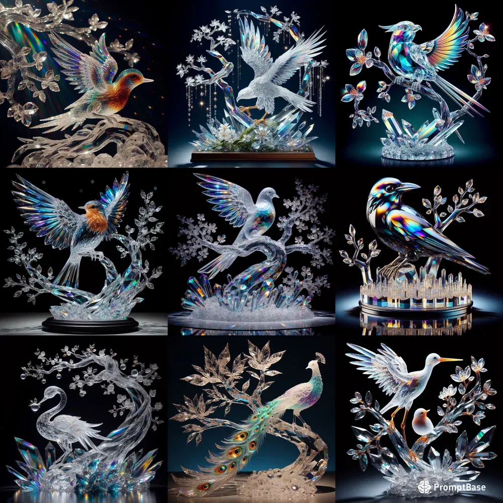 Crystal Robin Sculpture Spring Symphonies DALL·E Prompt | PromptBase