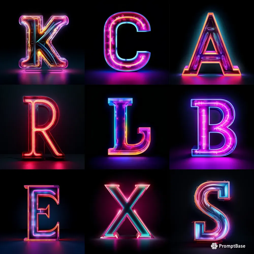 Neon Glowing Letter Midjourney Prompt | PromptBase