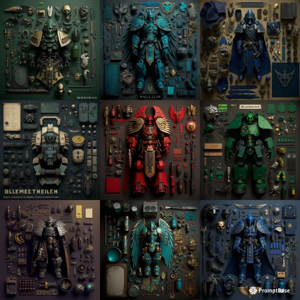 Amazing Warhammer Knolling Displays Midjourney Prompt | PromptBase