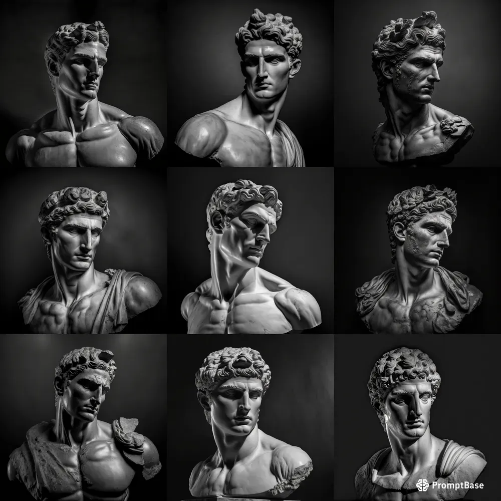 Stoic Emperor Busts Midjourney Prompt | PromptBase