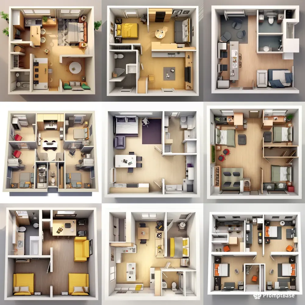 Student Dorm Floor Plans Midjourney Prompt | PromptBase