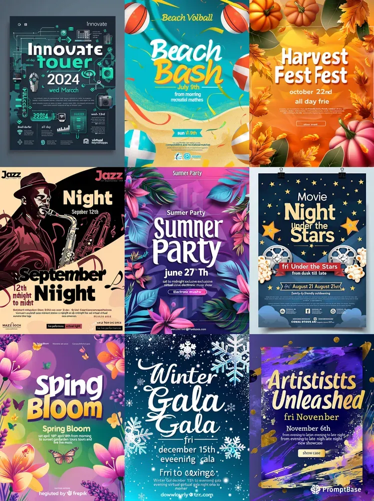 Flyers Event Templates Design Midjourney Prompt | PromptBase