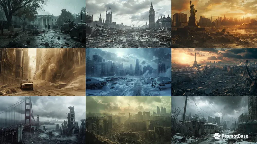 Cinematic Apocalyptic Locations Midjourney Prompt | PromptBase