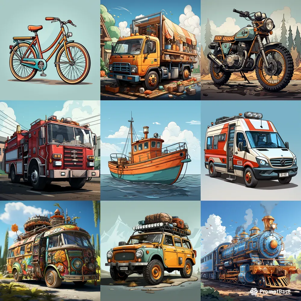 Traditional Digital Style Vehicles Midjourney Prompt | PromptBase
