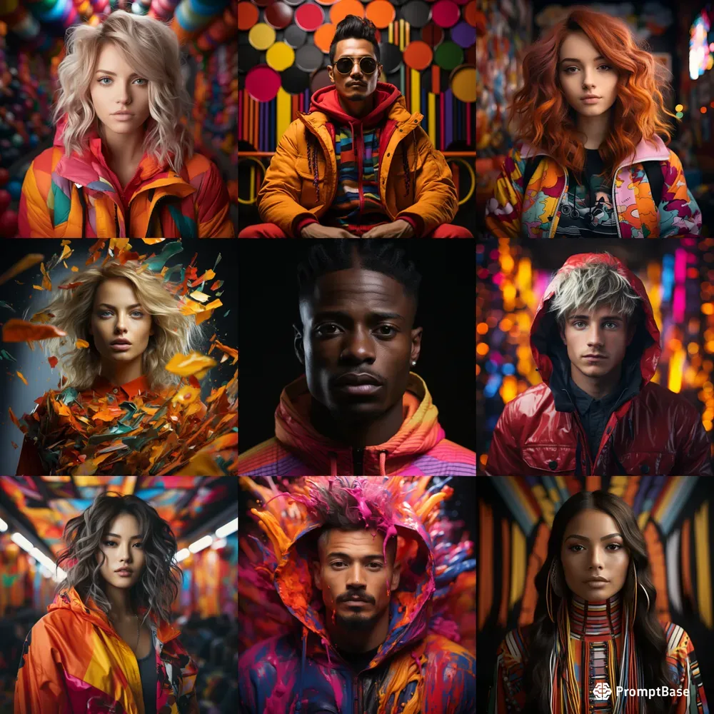 Colorful Model Photographs Midjourney Prompt | PromptBase