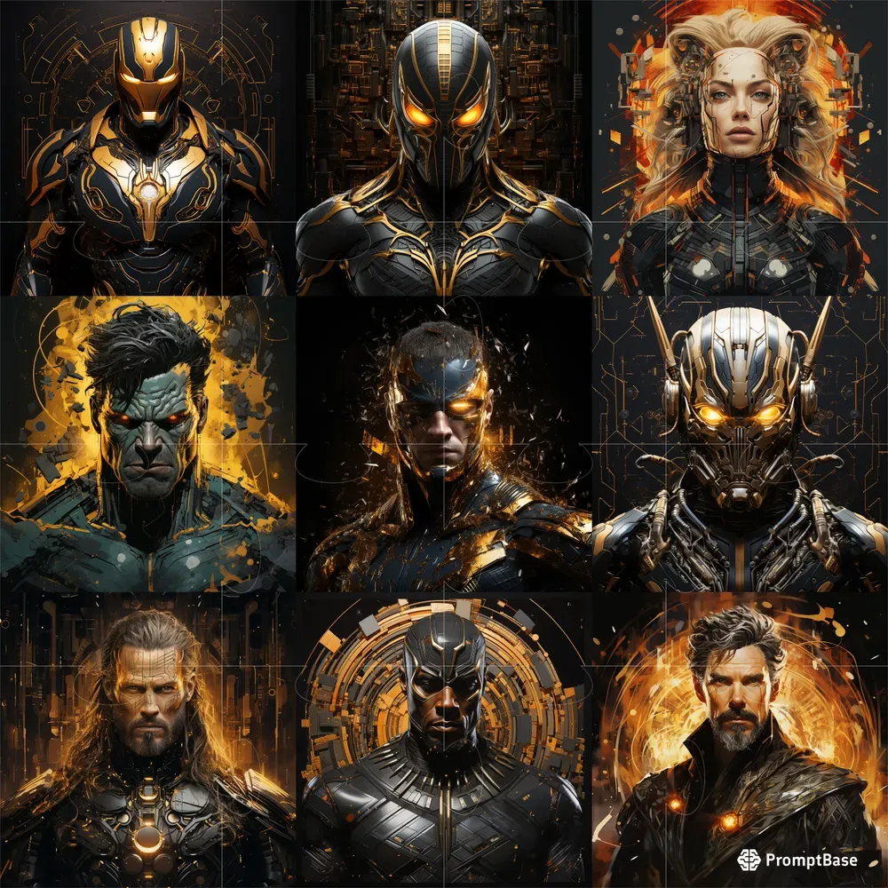 Marvels Iconic Futuristic Cyberpunks Midjourney Prompt | PromptBase