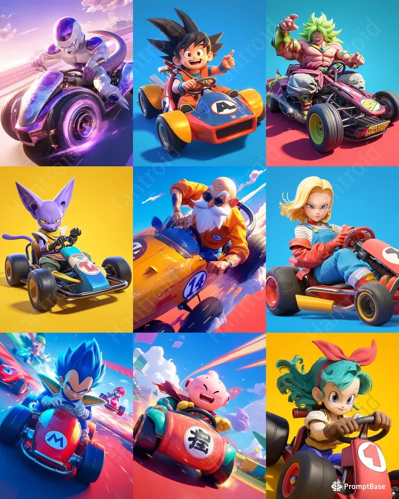Dragon Ball Kart Thrills Midjourney Prompt | PromptBase