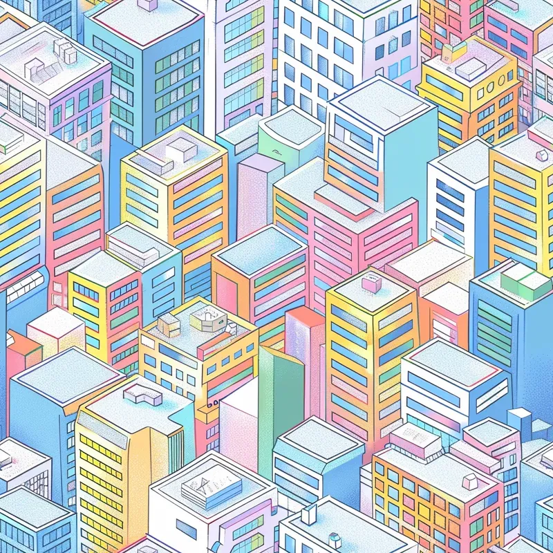 Isometric Loop City Monoduotone Line Art Midjourney Prompt | PromptBase