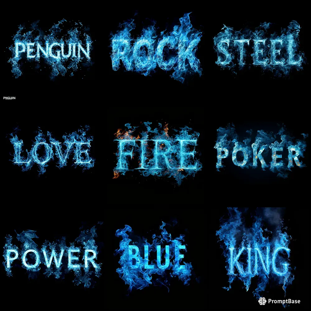 Real Blue Flames Made Texts Midjourney Prompt | PromptBase