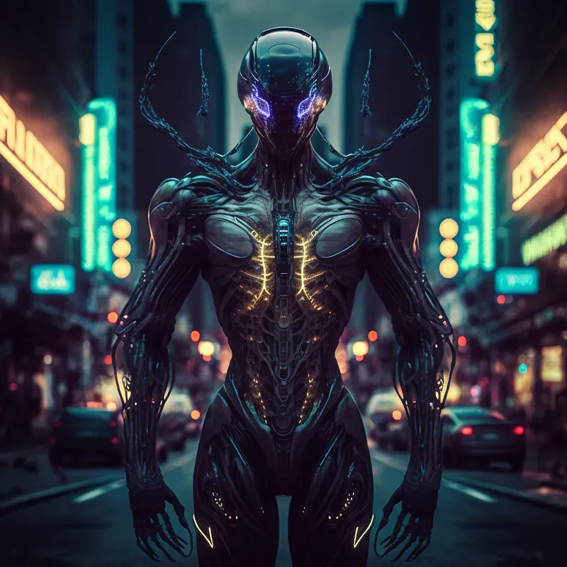 Cybernetic Alien Humanoids Midjourney Prompt | PromptBase