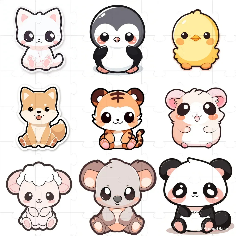 Cute Cartoon Animal Stickers Midjourney Prompt | PromptBase