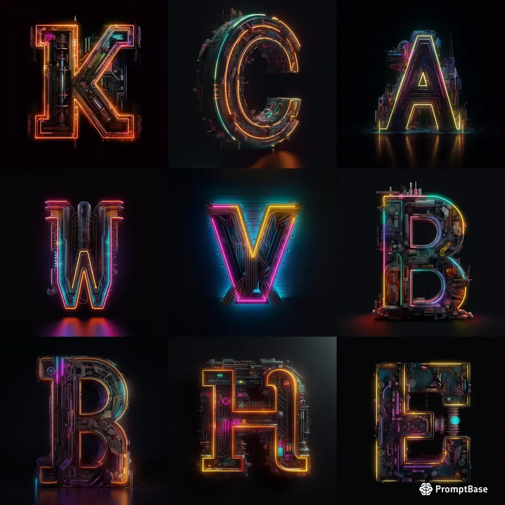 Letters In Cyberpunk Style Midjourney Prompt | PromptBase