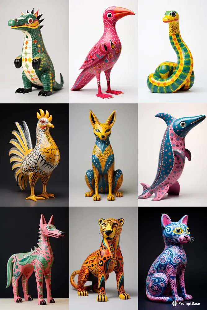 Oaxacan Alebrijes Mexican Wood Figures Midjourney Prompt | PromptBase