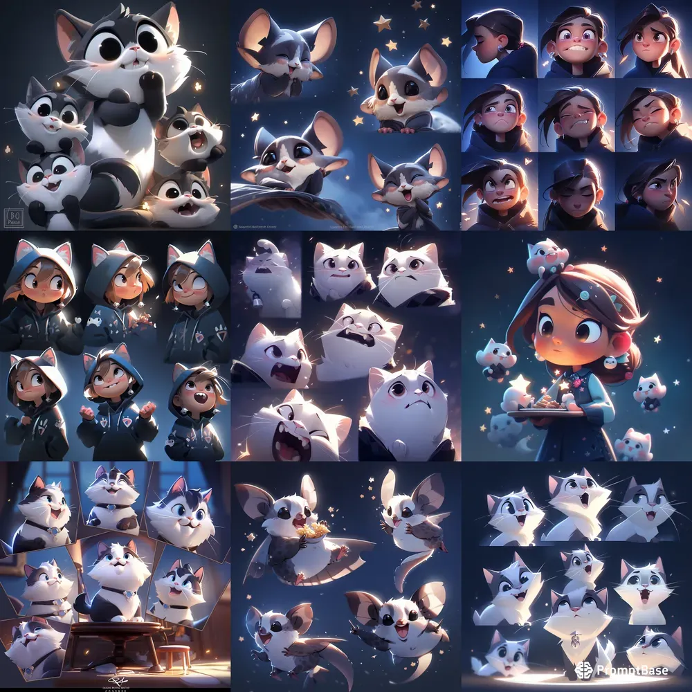 3D Pixar Expressive Character Sheets Midjourney Prompt | PromptBase