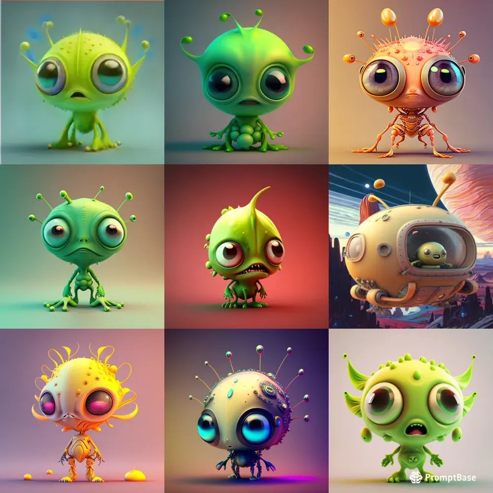 Super Cute Aliens Midjourney Prompt | PromptBase