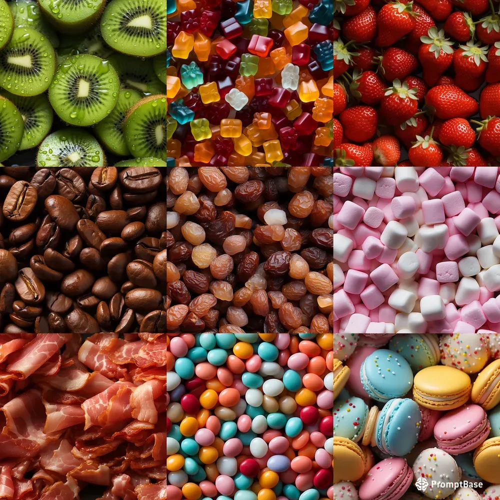 Scattered Food Seamless Textures Midjourney Prompt | PromptBase