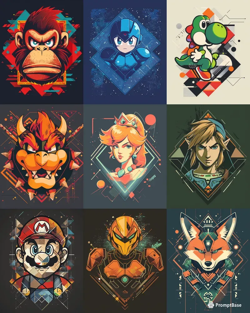 Nintendo Character Portraits Midjourney Prompt | PromptBase