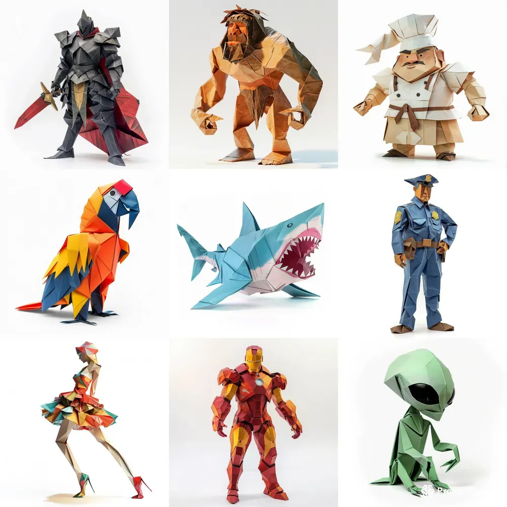 Origami Characters Midjourney Prompt | PromptBase