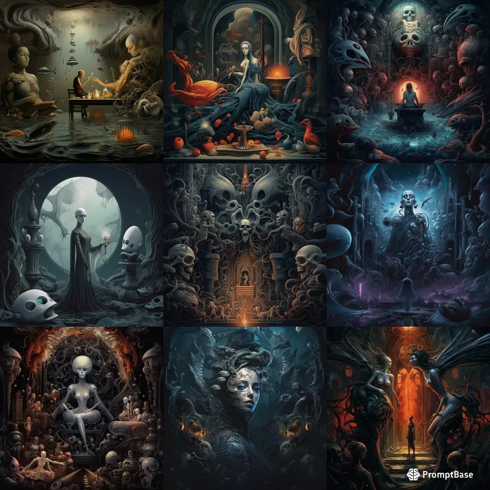 Surreal Dark Gothic Illustrations Midjourney Prompt | PromptBase