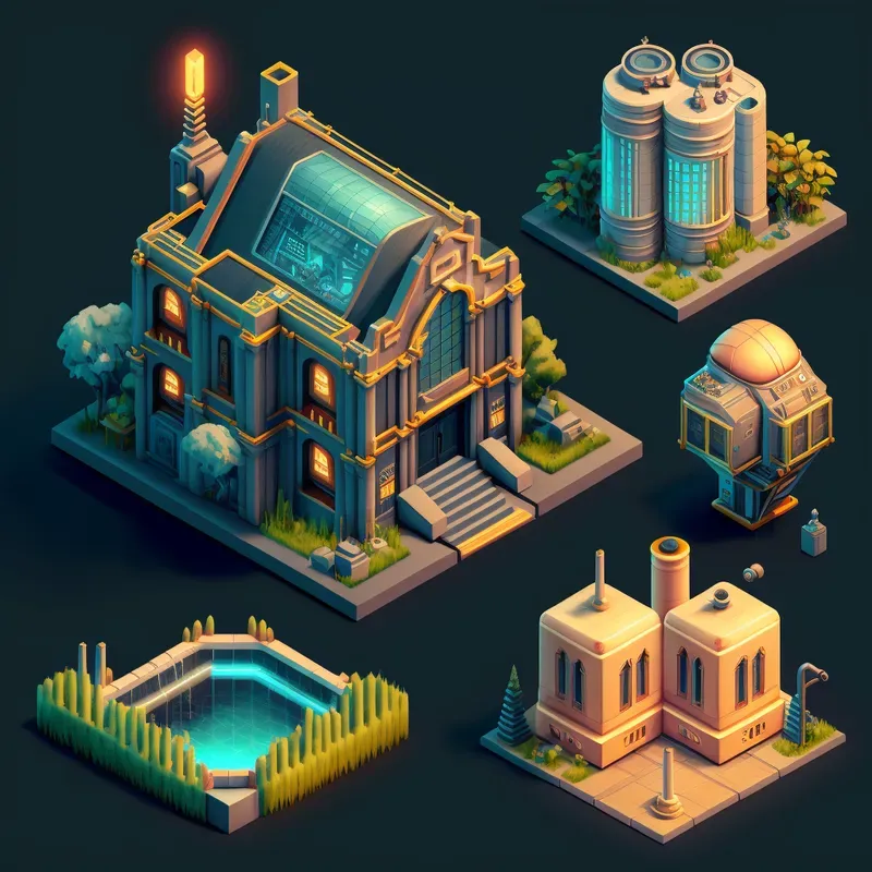 Isometric Sprites - 2D Game Assets Universal Kits Midjourney Prompt ...