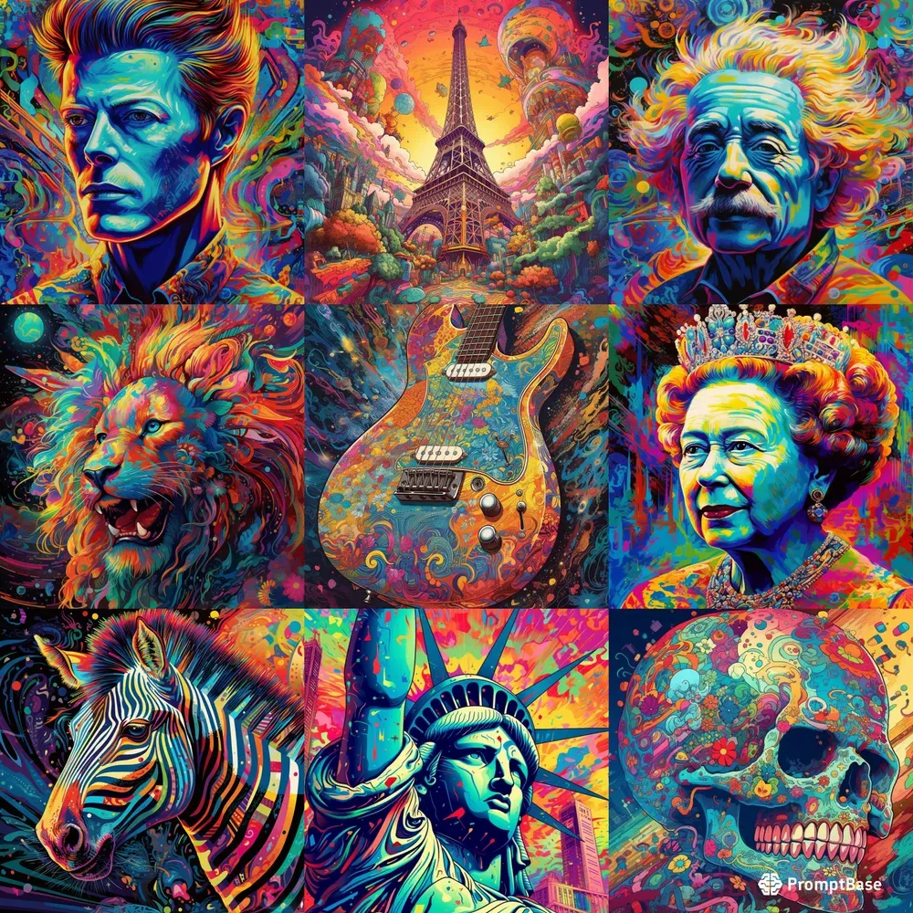 Psychedelic Pop Art Illustrations Midjourney Prompt | PromptBase