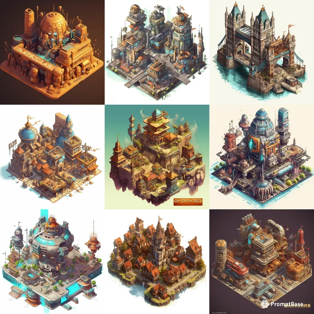 Spectacular RPG Isometric City Blocks Midjourney Prompt | PromptBase