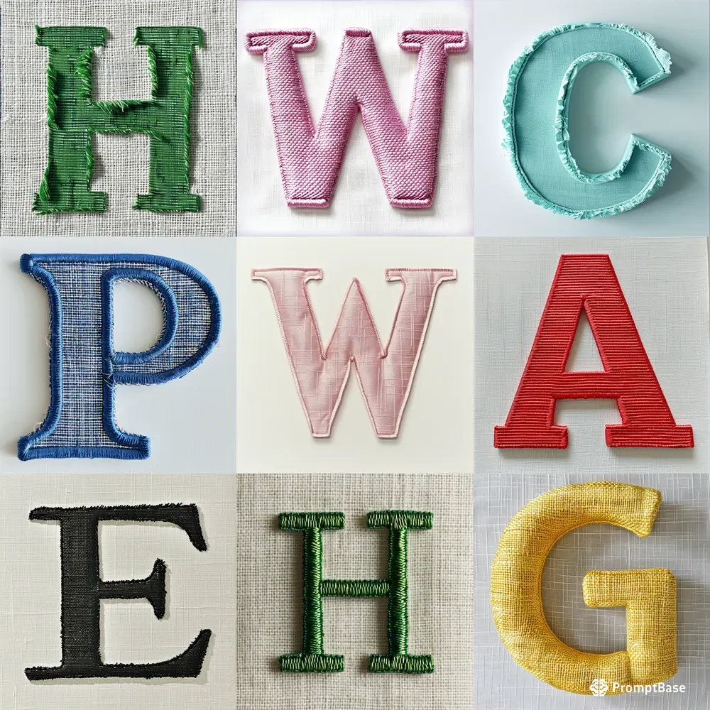 Color Textile Letters And Numbers Midjourney Prompt | PromptBase