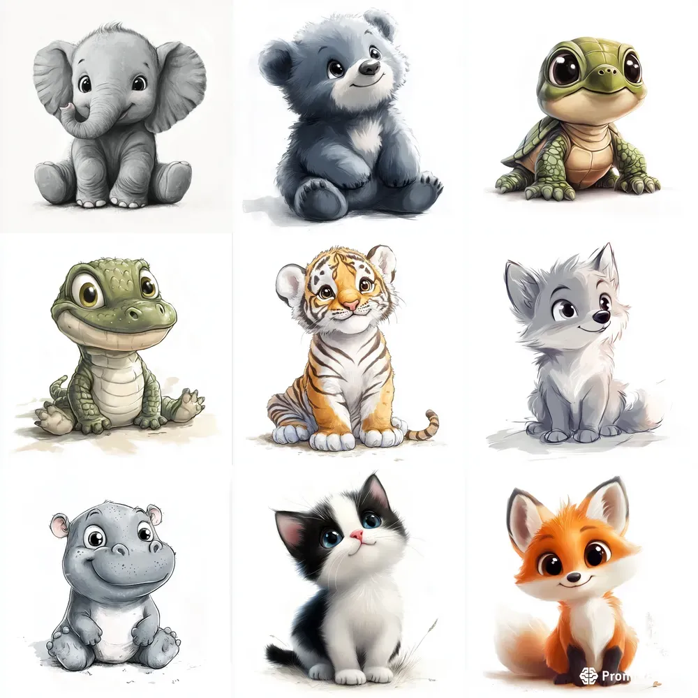 Cute Cartoon Ink Style Midjourney Prompt | PromptBase