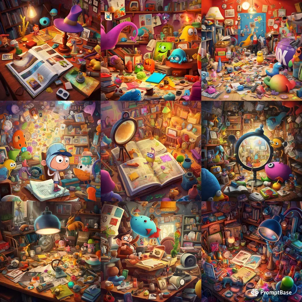 Hidden Object Books Midjourney Prompt | PromptBase