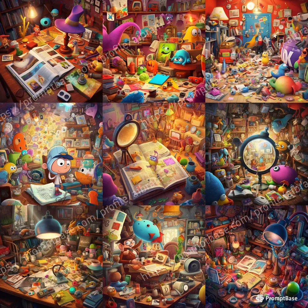 Hidden Object Books Midjourney Prompt | PromptBase