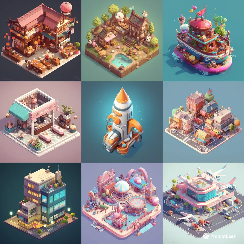 Gameart Isometric Objects Midjourney Prompt | PromptBase