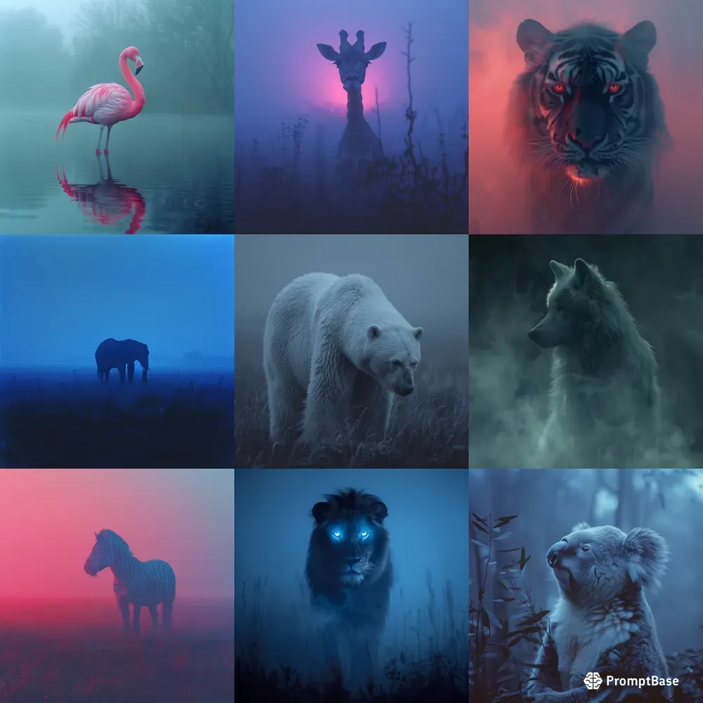 Animals In Heavy Fog Midjourney Prompt | PromptBase
