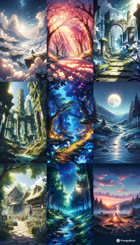 Anime-style Sceneric Phone Wallpapers DALL·E Prompt | PromptBase