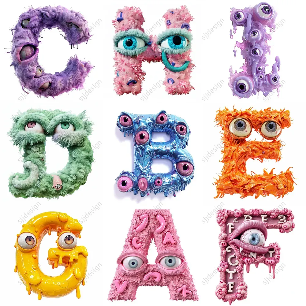 Silly Surrealism Letter Monsters Midjourney Prompt | PromptBase
