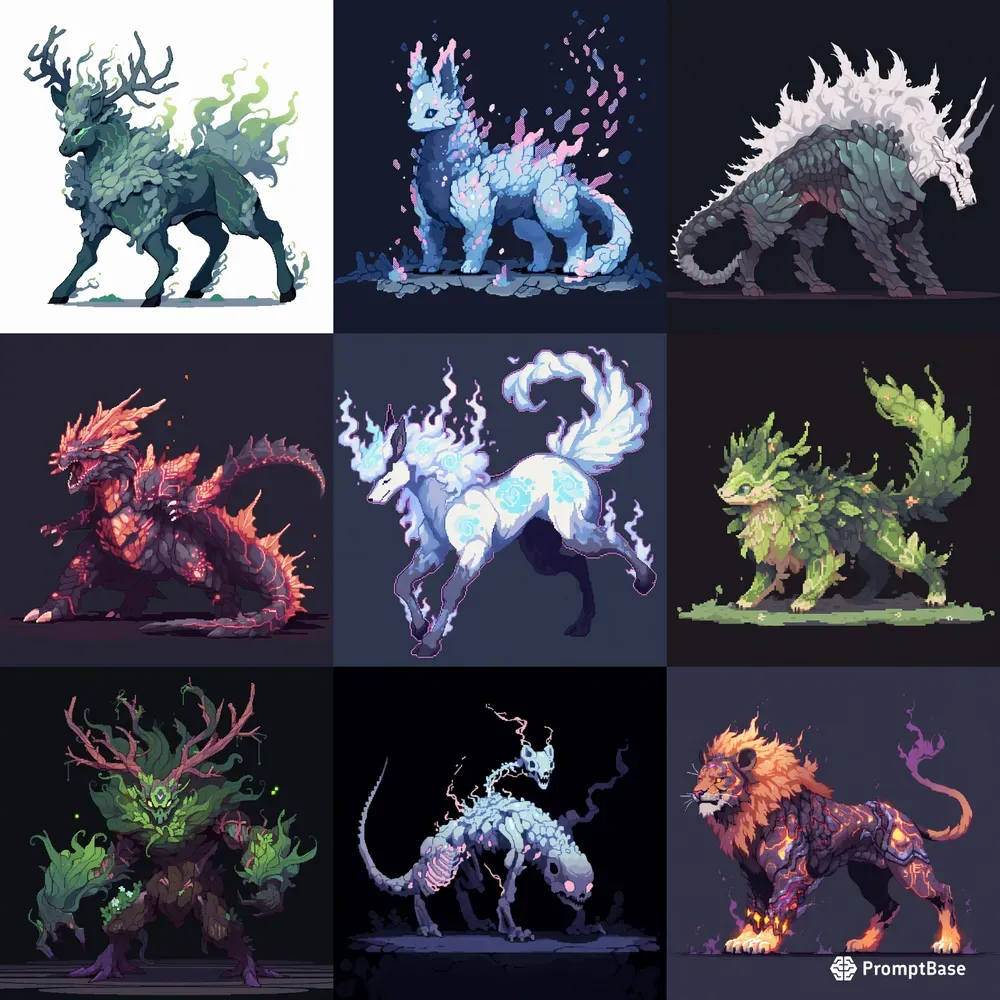 Game Pixel Fantasy Creature Designs Midjourney Prompt | PromptBase