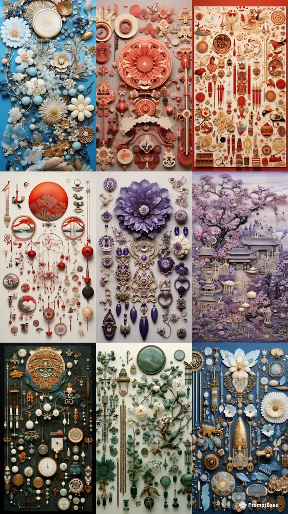 Ancient Chinese Beadwork Paintings Midjourney Prompt | PromptBase