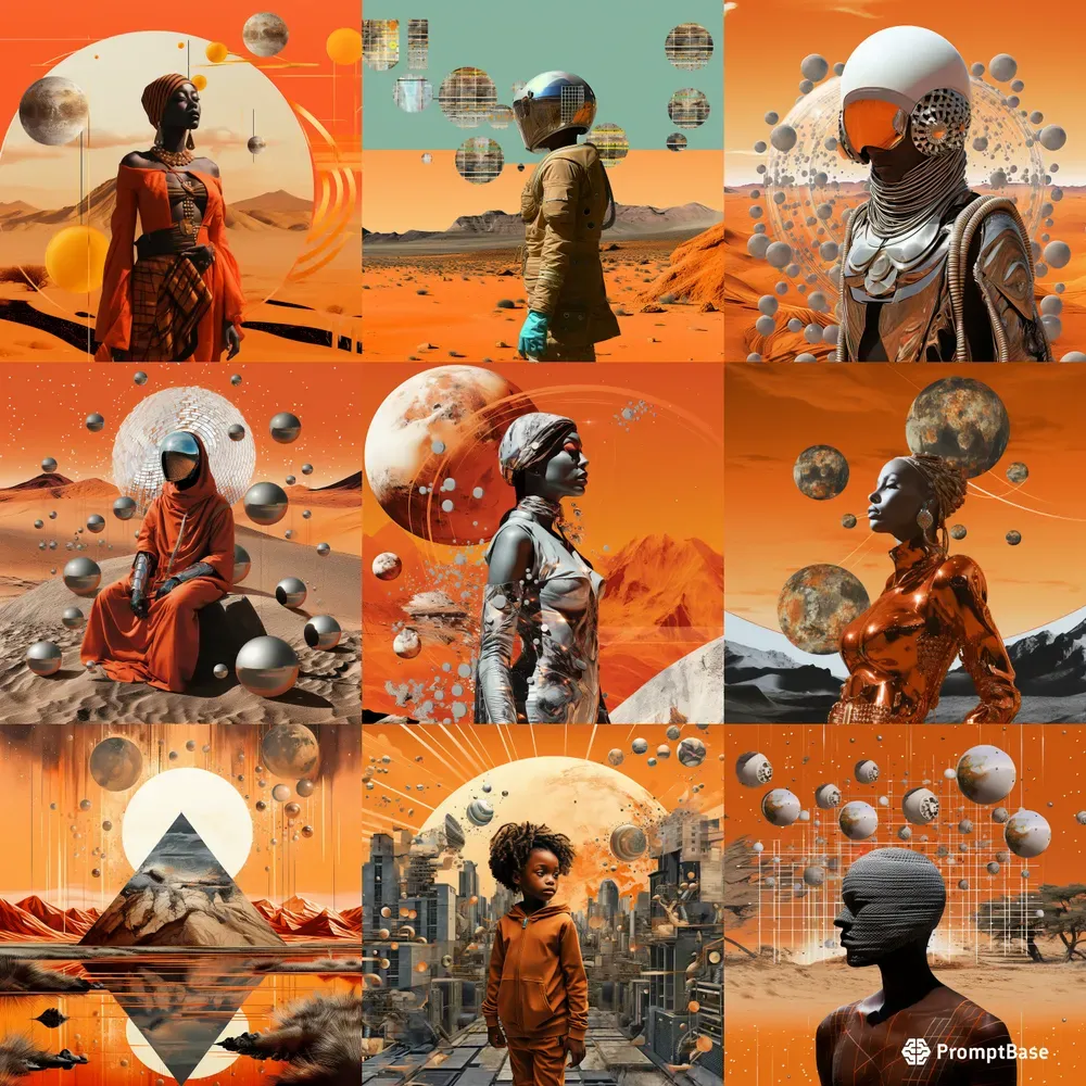 Digital Cosmic Postmodern Collages Midjourney Prompt | PromptBase