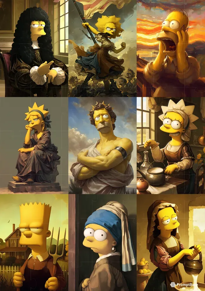 The Simpsons As Famous Artist Works Midjourney Prompt | PromptBase