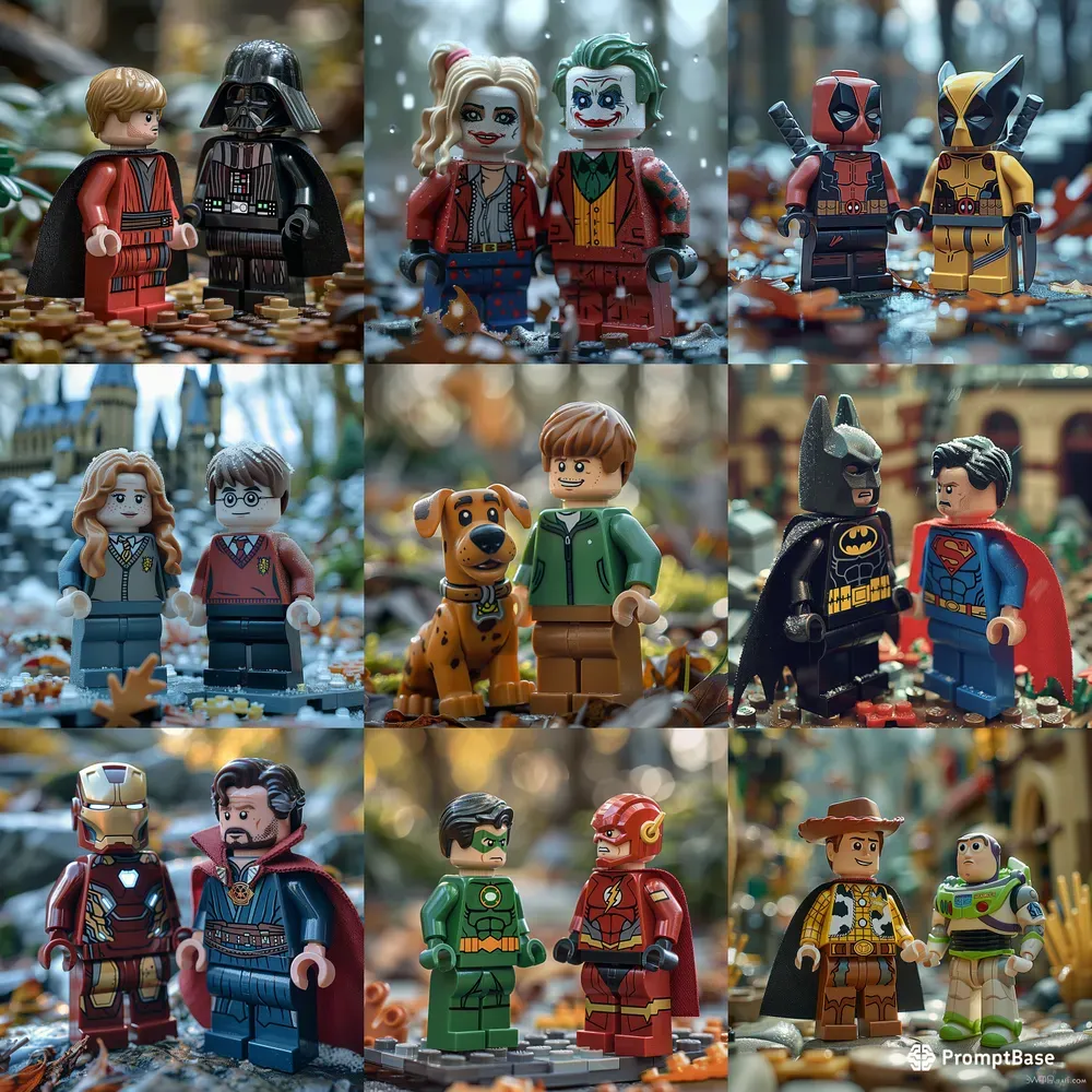 Lego Minifigures Dynamic Scenes Midjourney Prompt | PromptBase