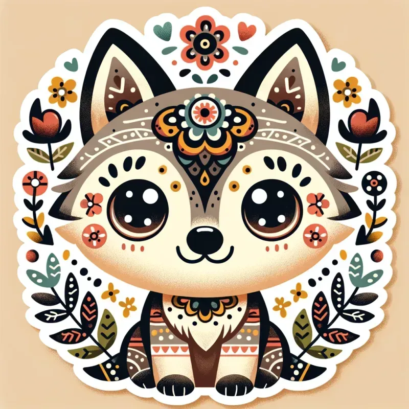 Folk Art Cute Animal Stickers DALL·E Prompt | PromptBase
