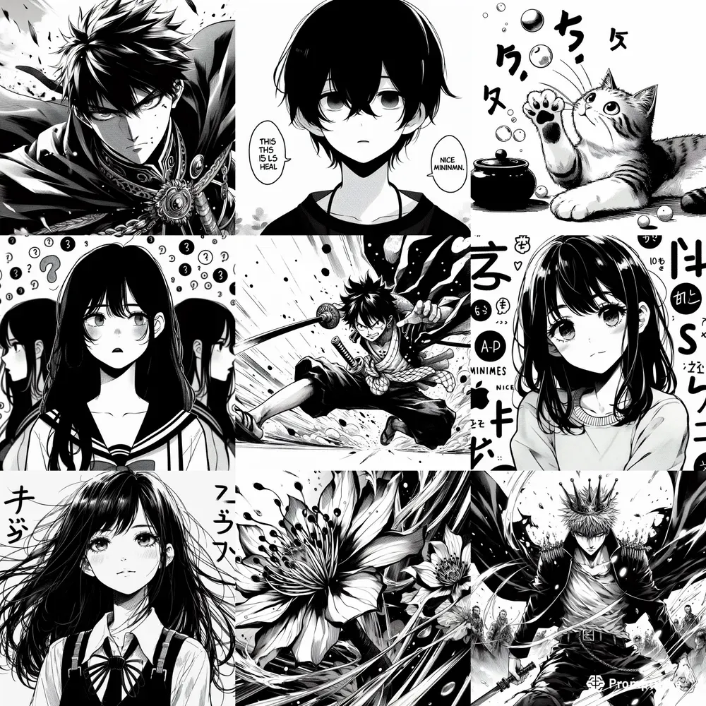 Bold Manga Splash Subjects In Action DALL·E Prompt | PromptBase
