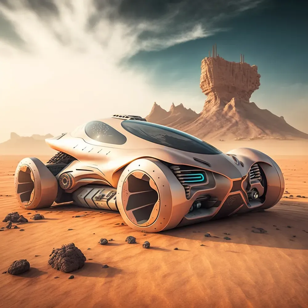 Futuristic Rides Luxury Cars On Mars Midjourney Prompt | PromptBase