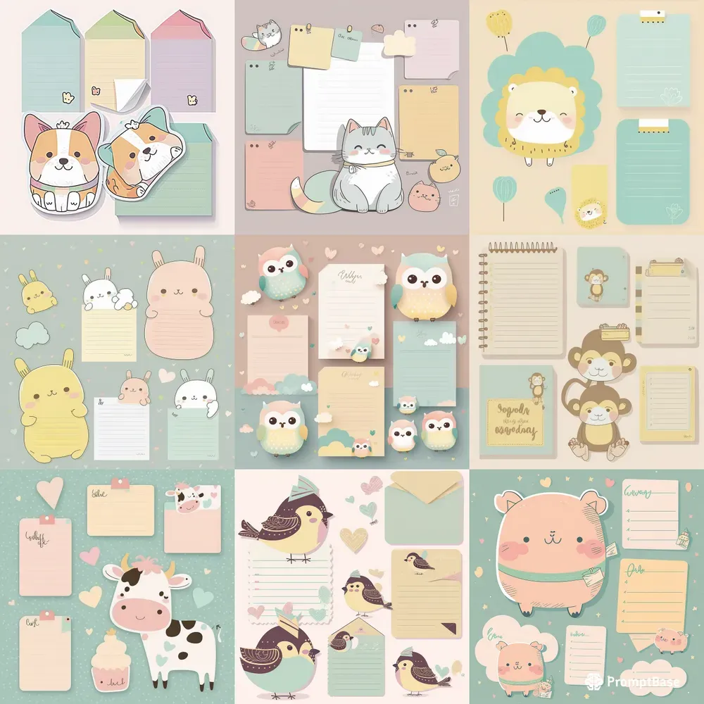 Cute Note Papers Midjourney Prompt | PromptBase