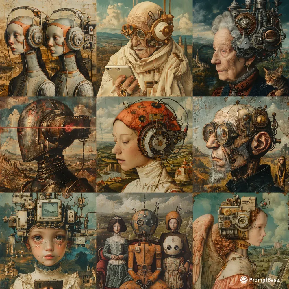 Oil Retro Futuristic Surreal Portraits Midjourney Prompt | PromptBase
