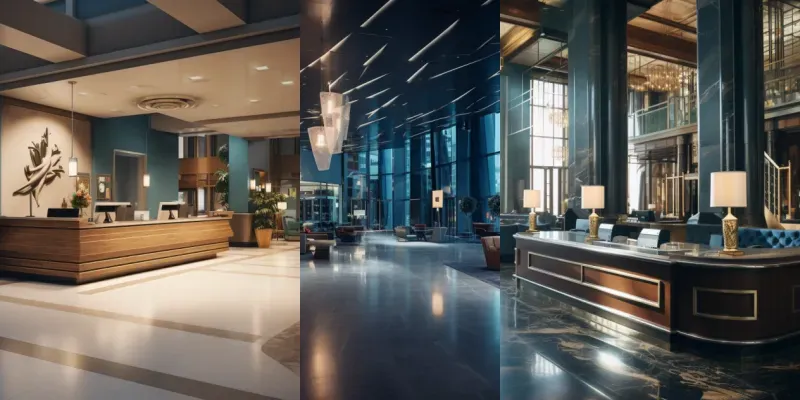 Hotel Lobby Design Concept Photos Midjourney Prompt | PromptBase