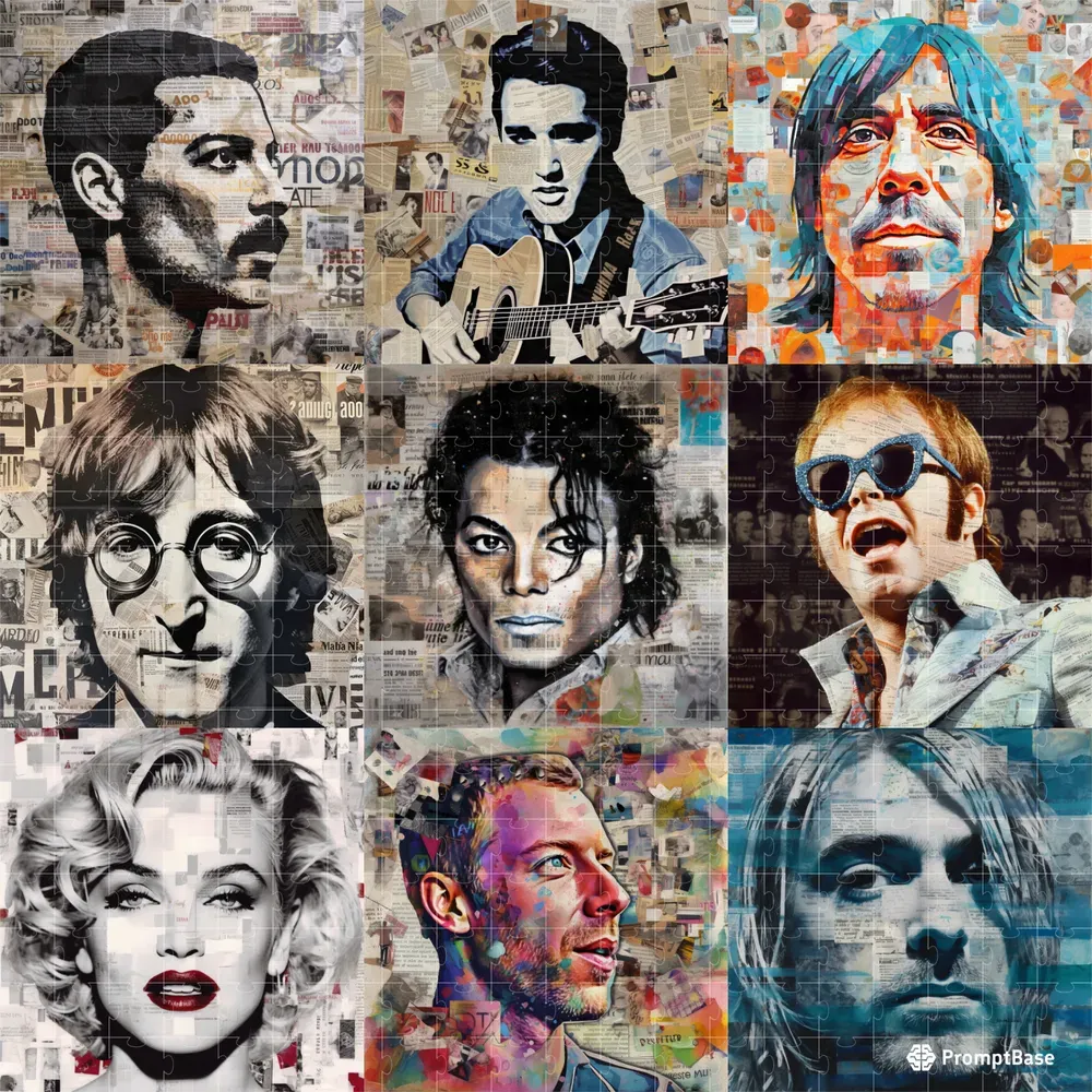 Music Collage Newspaper And Magazine Artworks Midjourney Prompt ...