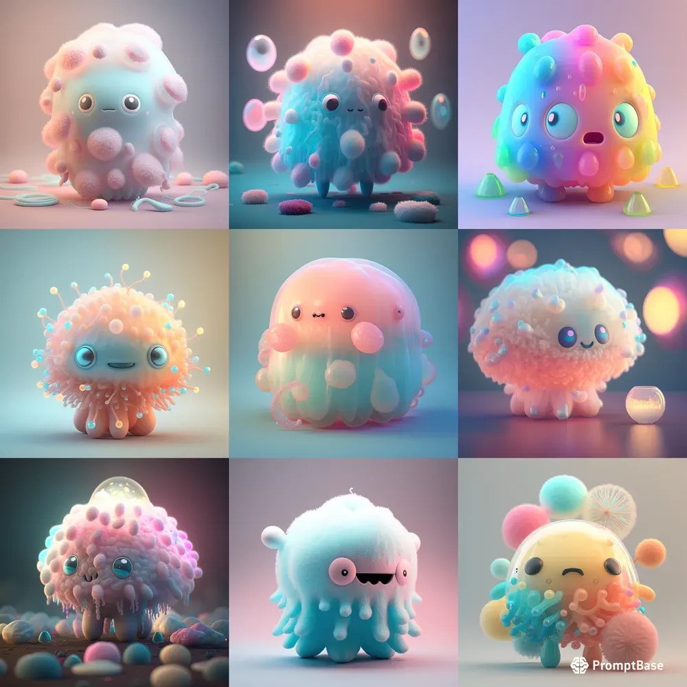 Cute Gel Creatures Midjourney Prompt | PromptBase
