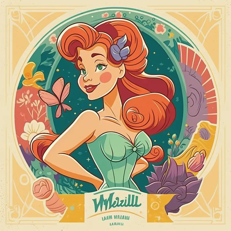 Vintage Retro Style Disney Princesses Midjourney Prompt | PromptBase